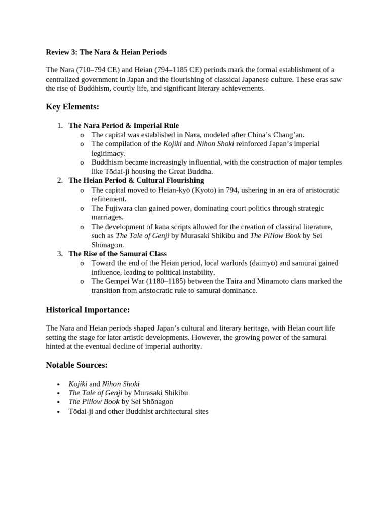 Nara & Heian Periods: Culture & Power | PDF