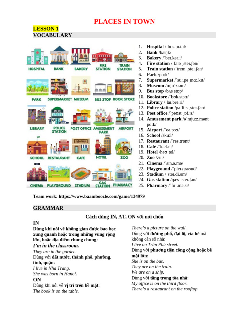 Places in Town | PDF