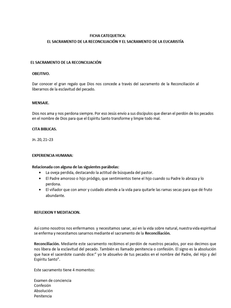 Tema 21 Sacramento Reconciliacion y Sacramento Eucaristia Rev Ehr Feb25 ...