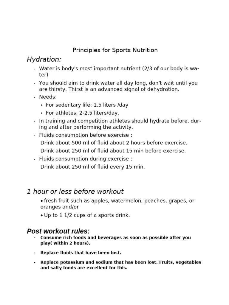 Principles For Sports Nutrition | PDF