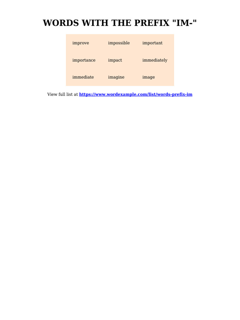 Words Prefix Im | PDF