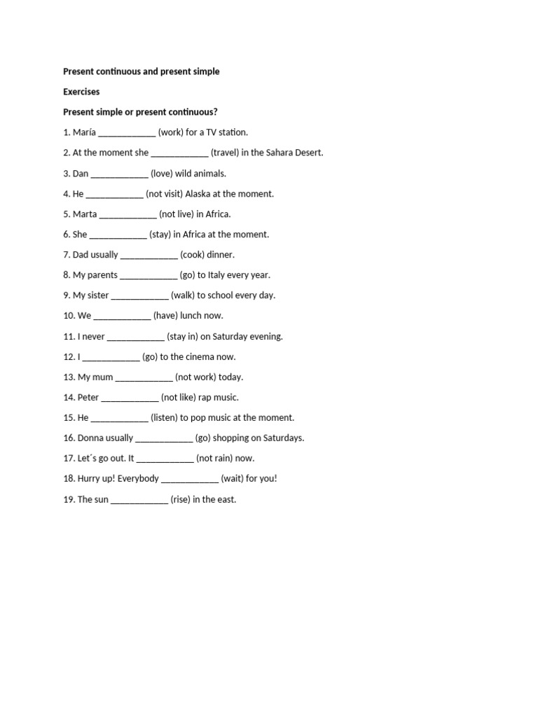 Present Simple Pres Con | PDF