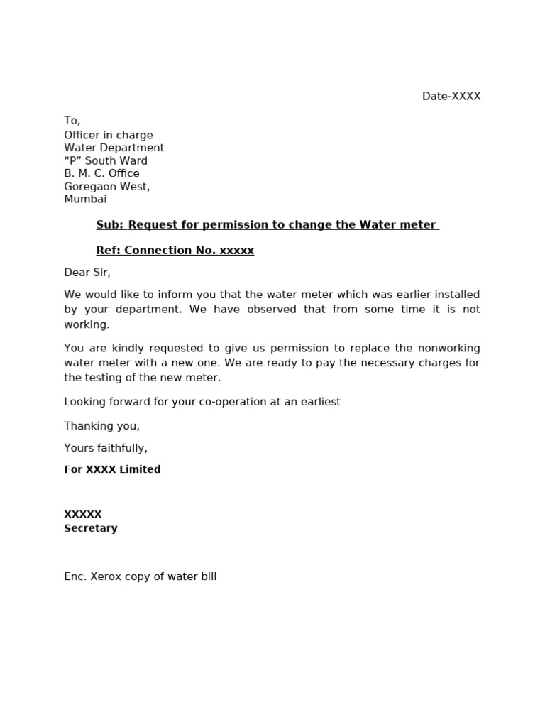 Request to Change Water Meter | PDF