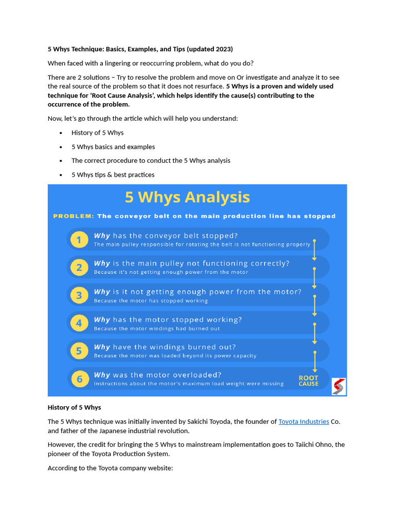 5 Whys Technique | PDF