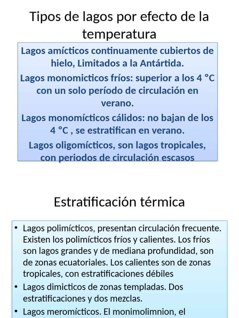 Tipos de Lagos Por Efecto de La Temperatura | PDF | lago | Hidrología