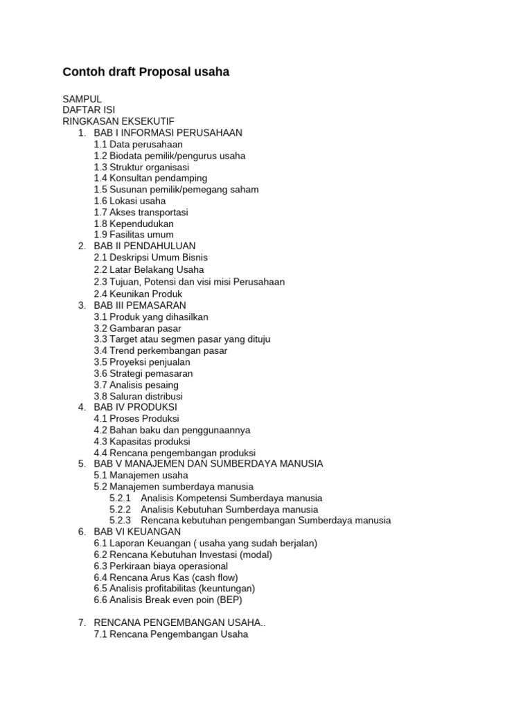Draft Proposal Usaha | PDF