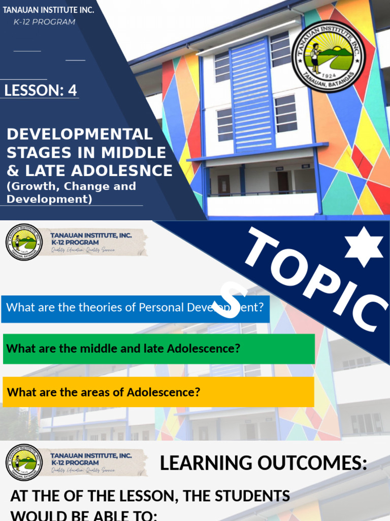 LESSON 4 - Developnental Stages PerDev | PDF | Analytical Psychology | Adolescence