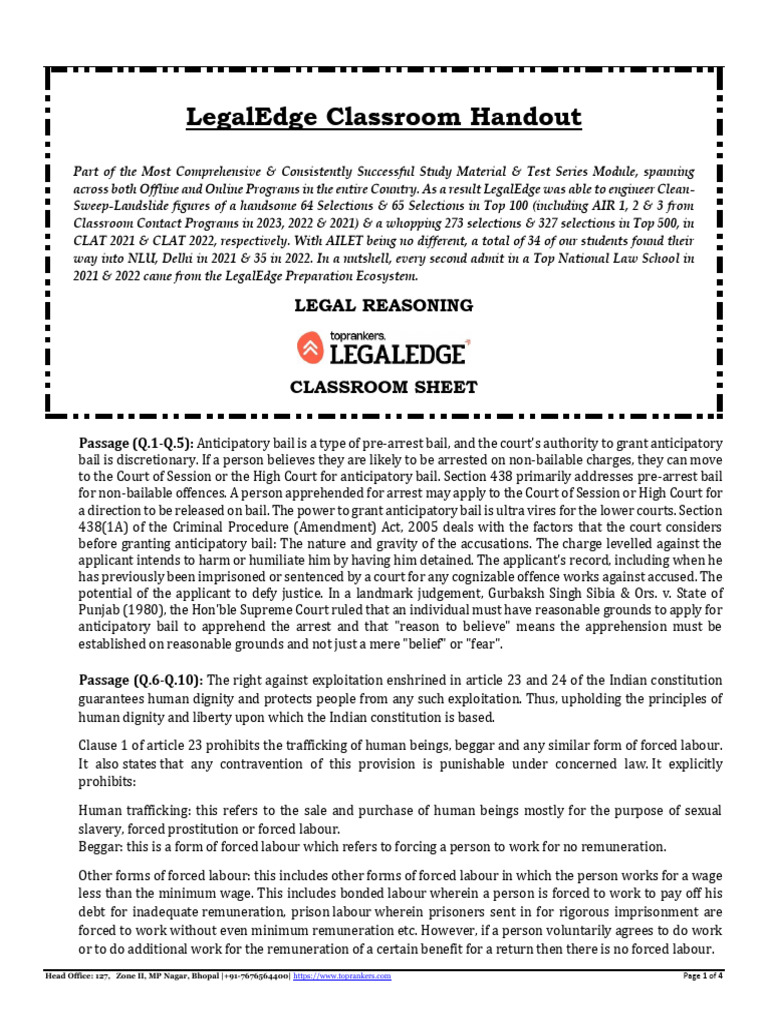 LegalEdge Classroom Handout Overview | PDF | Bail | Assault