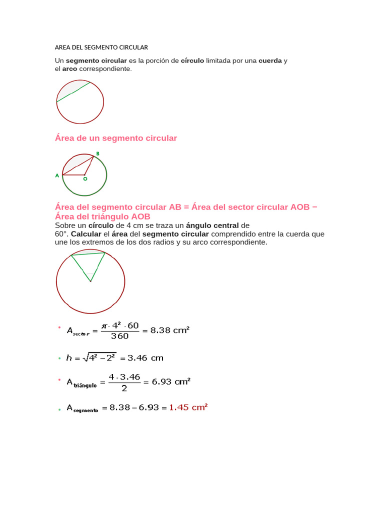 Area Del Segmento Circular | PDF