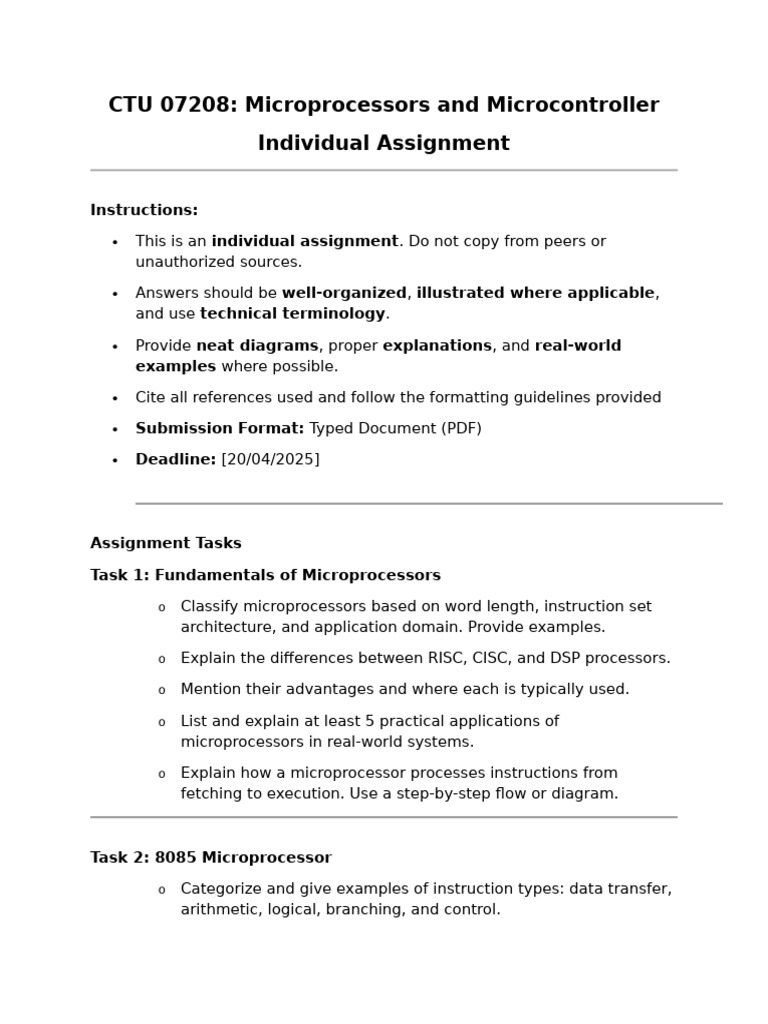 CTU 07208 - Microprocessors | PDF