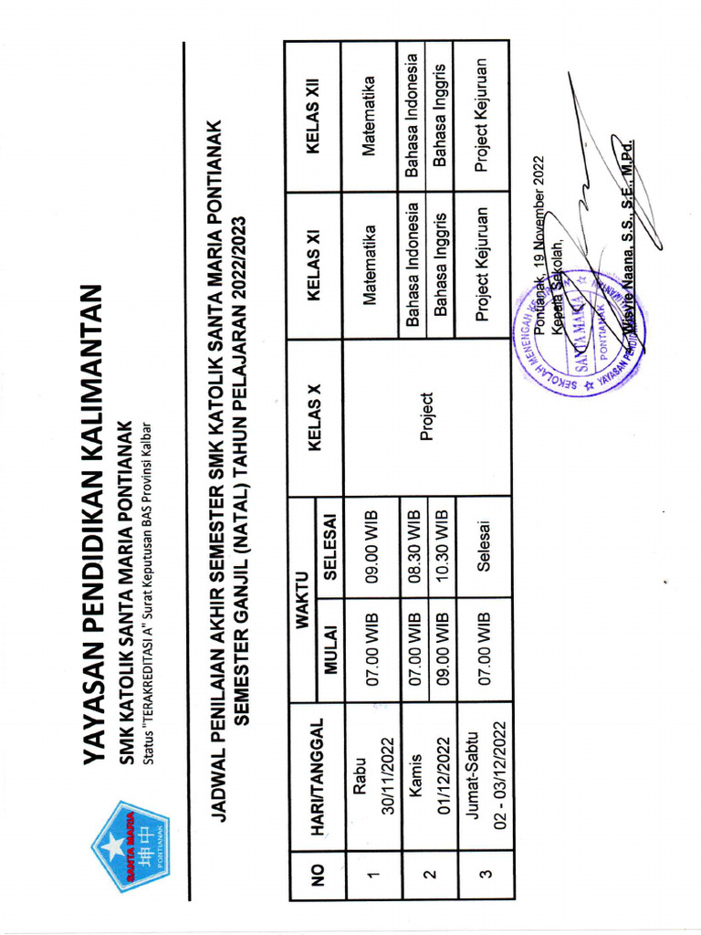 Jadwal PAS Semester Ganjil 2022-2023 | PDF