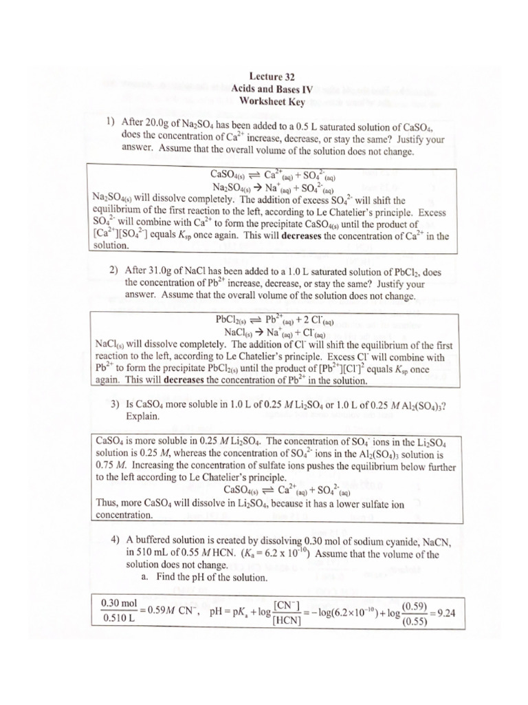 Acids Bases IV Buffers KEY | PDF