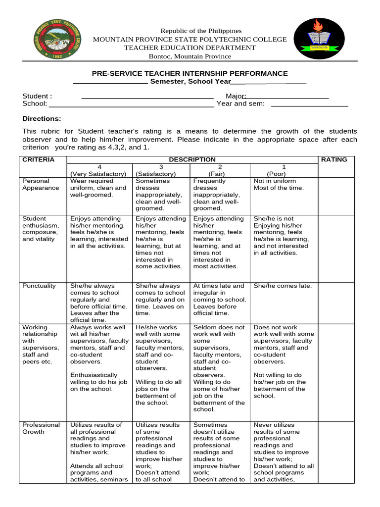 STUDENT INTERNS Observation Sheet | PDF | Teachers | Social Psychology
