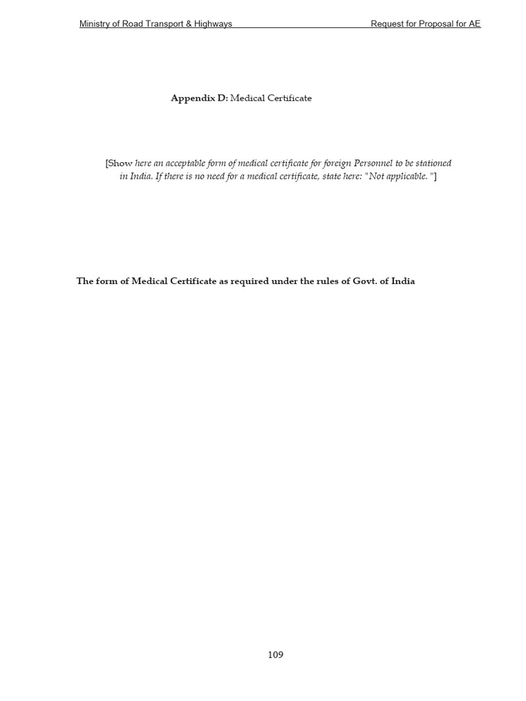 Appendix-D, Medical Certificate | PDF