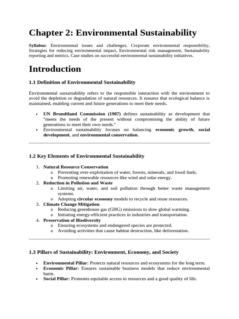 Ch2_Environmental Sustainability | PDF | Sustainability | Climate Change Mitigation