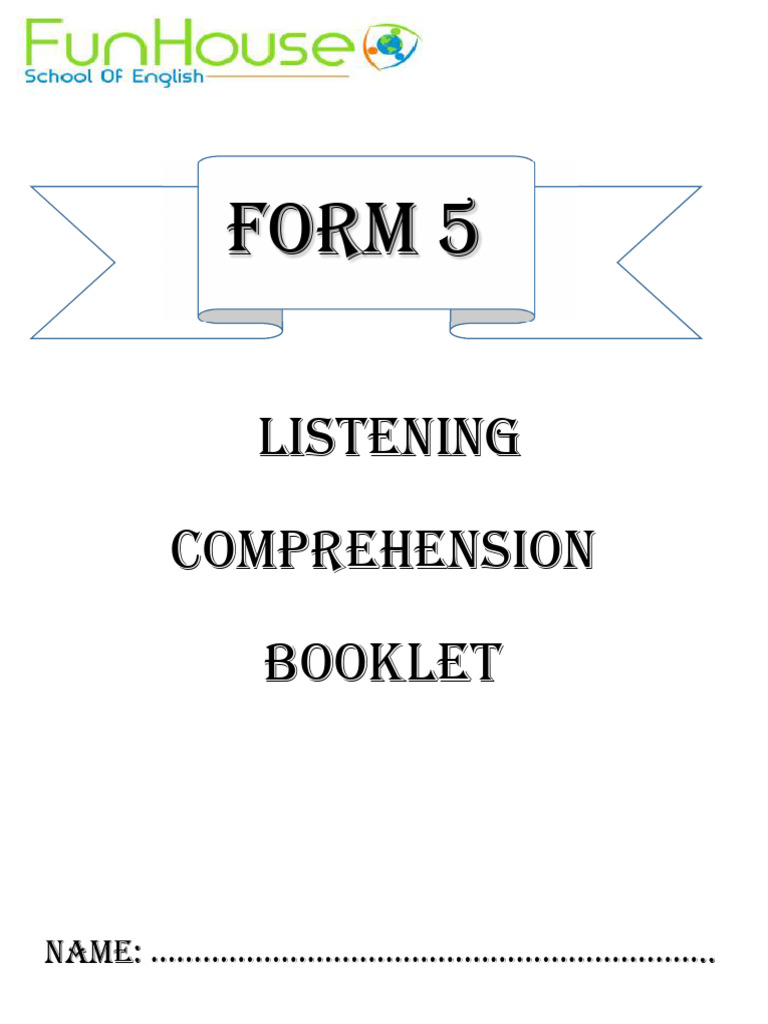 Reading Comprehension Booklet Cover | PDF