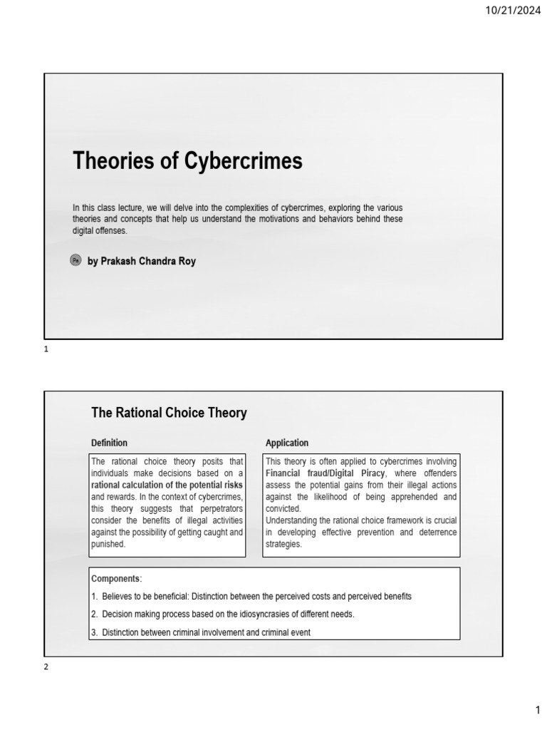 Theories Explaining Cybercrimes | PDF | Crimes | Crime & Violence