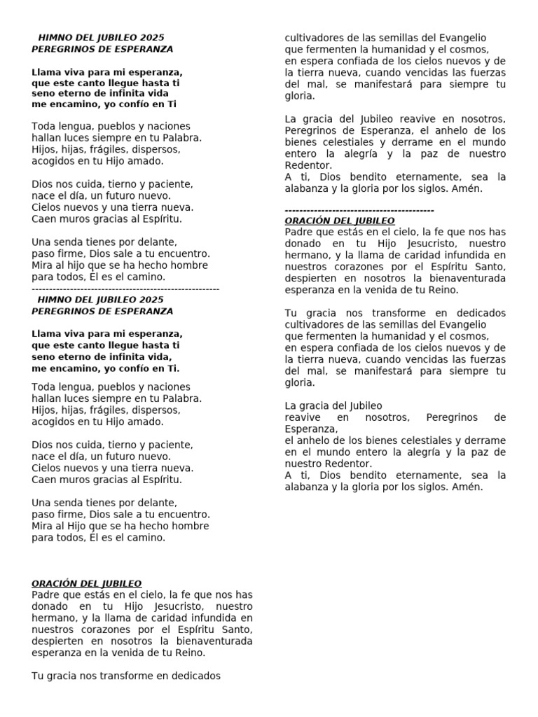 Letra Himno Del Jubileo 2025 | PDF | Cristo (título) | Cielo