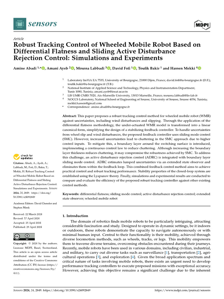2024-Robust Tracking Control of Wheeled Mobile Robot Based on Differential Flatness and Sliding ...