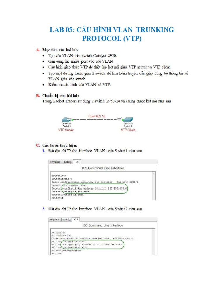 Lab 05 - VLan Trunking Protocol (VTP) | PDF