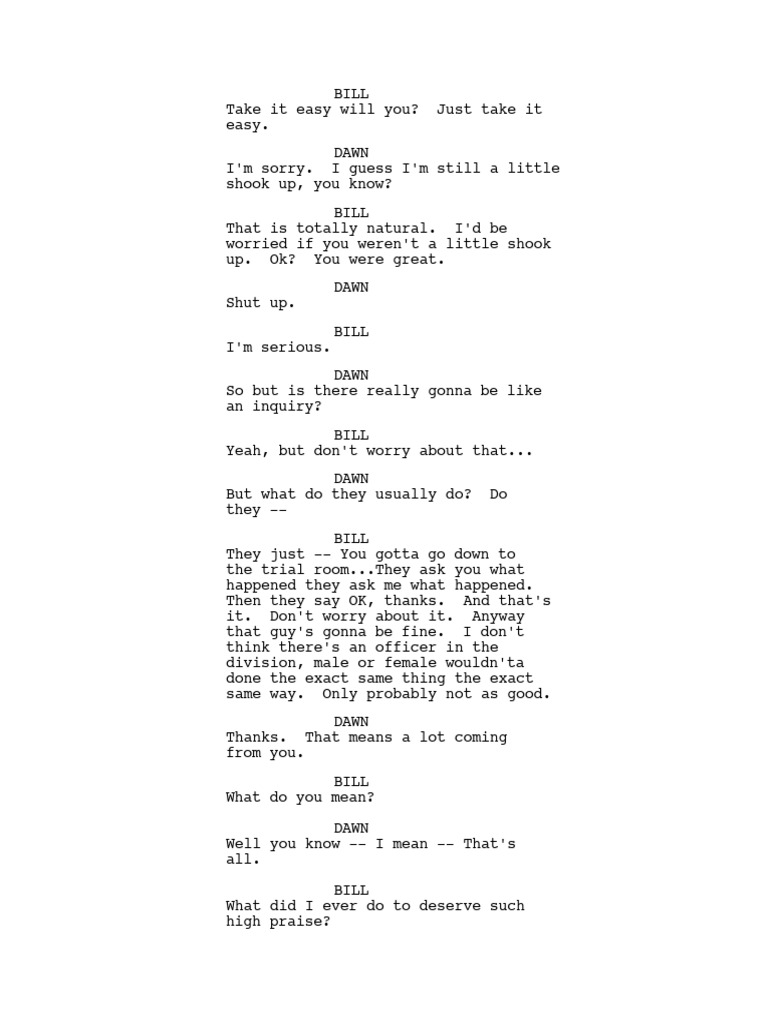 Bill Dawn Guy Girl Cop Partners Comedy | PDF