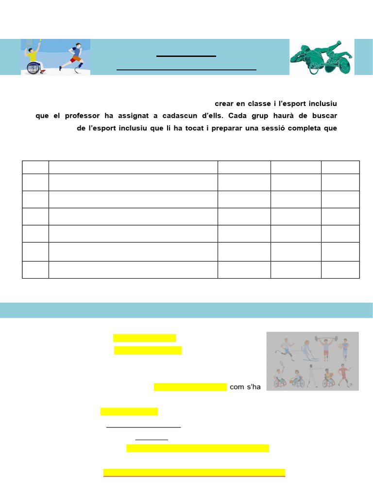 Treball Sessió Grupal Esports Adaptats 4C | PDF