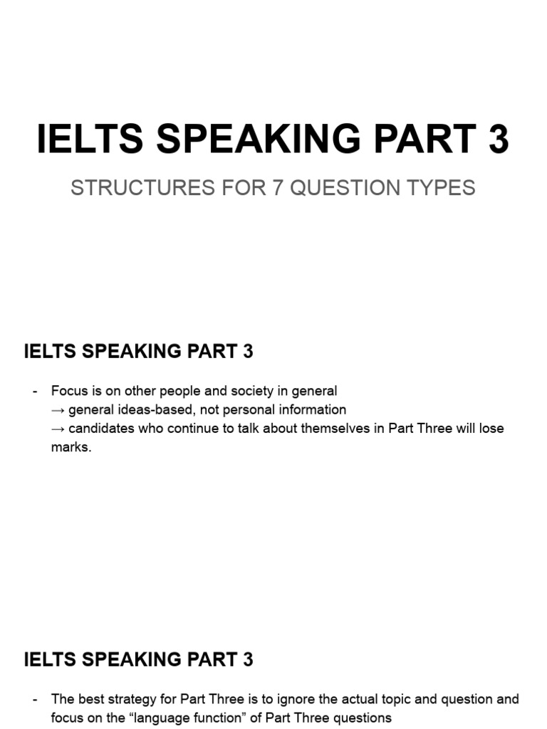 IELTS Speaking Part 3 Strategies | PDF | Question | International ...