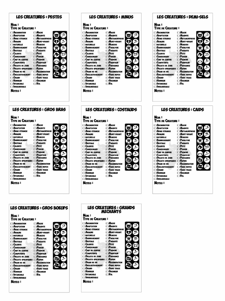 Cartes de Monstres | PDF