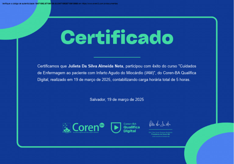 Certificado 5hrs Coren | PDF