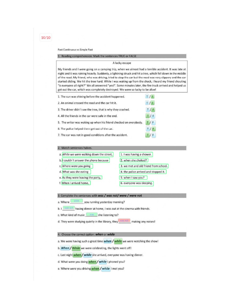 Past simple vs past continuous. Worksheet | PDF