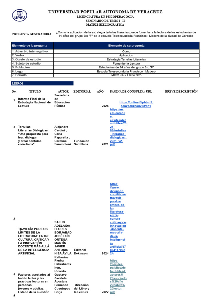 Matriz Bibliografica - Hoja1 | PDF | Comunicación humana