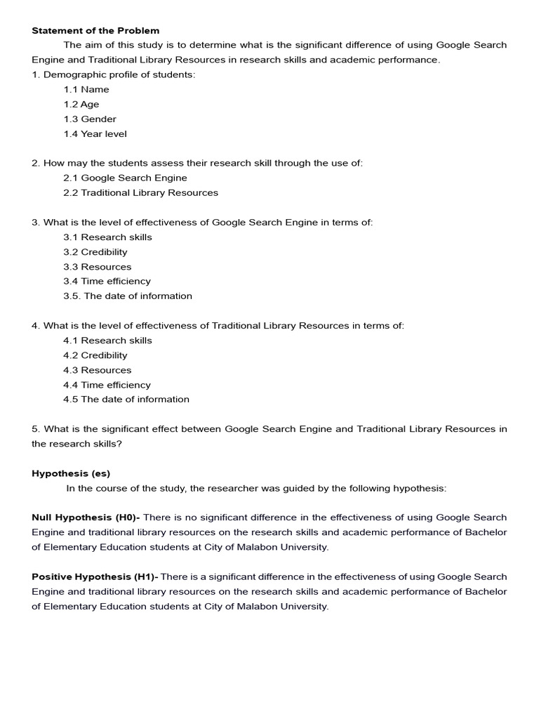 Google vs Library: Research Skills Study | PDF