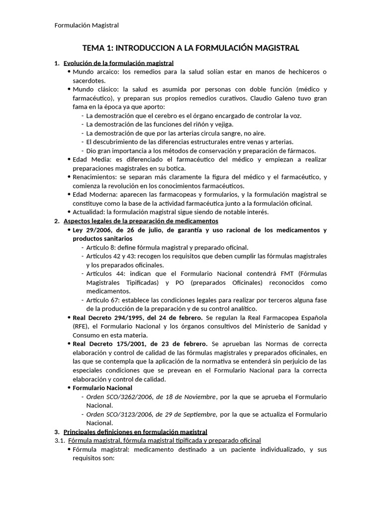 Resumenes Formulacion Magistral | PDF | Mezcla | Solubilidad