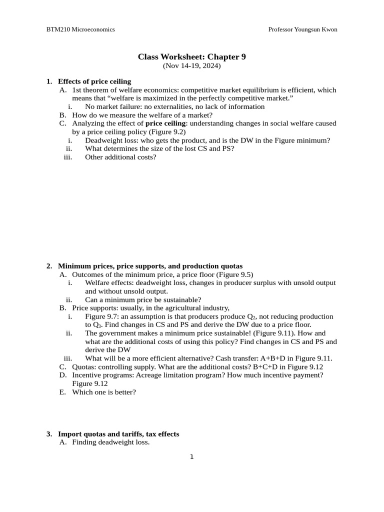 Class Worksheet 10-Ch9 | PDF | Microeconomics | Monopoly
