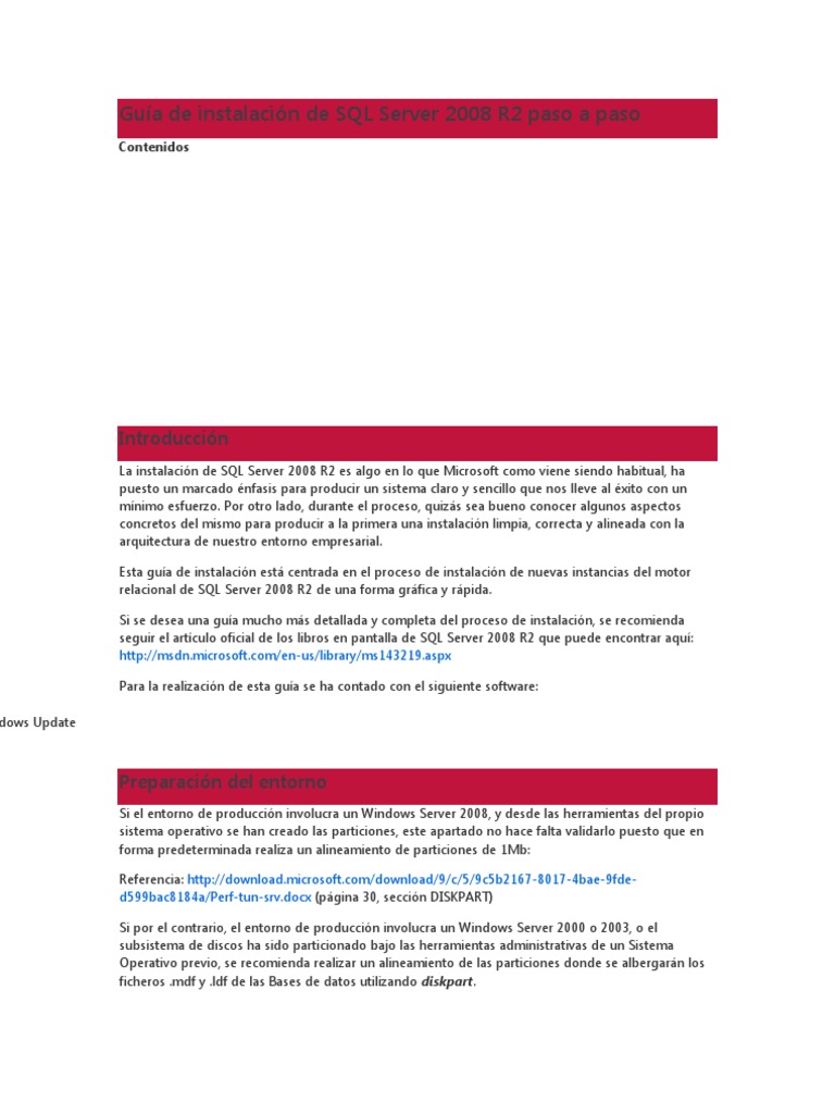 Guía de Instalación de SQL Server 2008 R2 Paso A Paso | PDF | Servidor SQL de Microsoft | Microsoft
