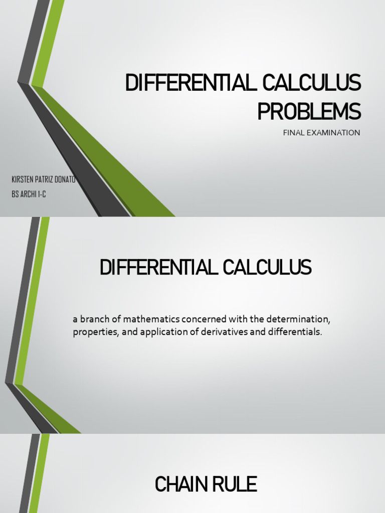 DIFFERENTIAL CALCULUS PROBLEMS | PDF | Derivative | Integral