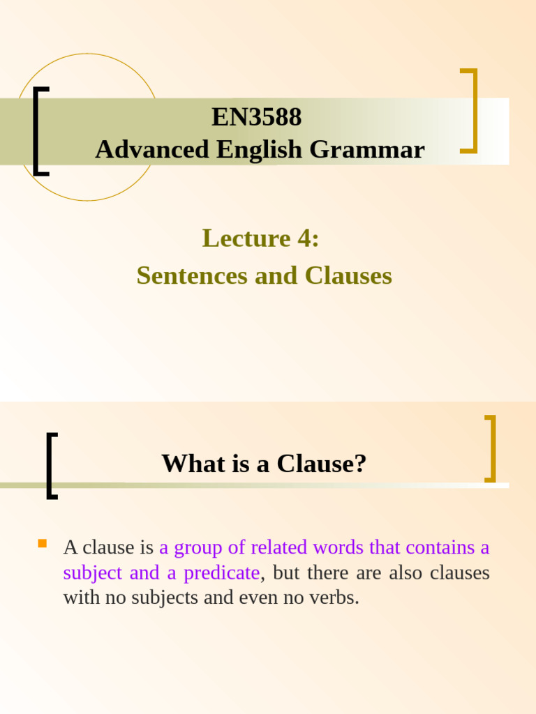 EN3588 lect4 powerpoint | PDF | Clause | Grammatical Number
