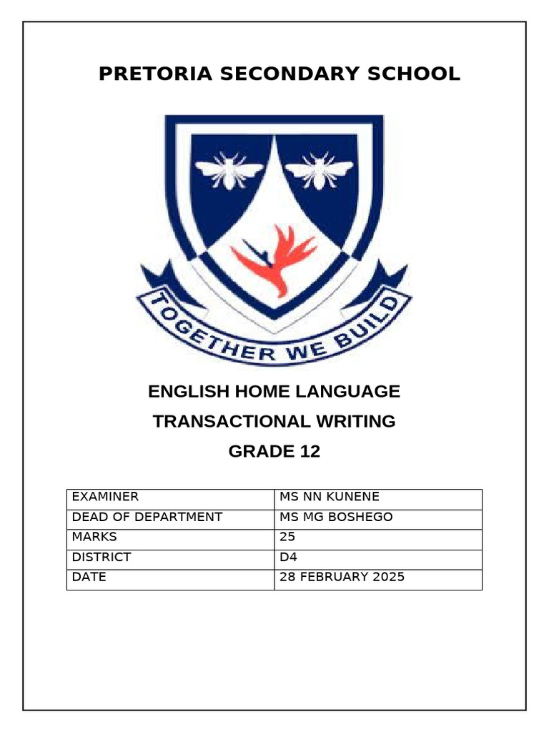 Grade 12 Transactional Writing Guide | PDF | Human Communication | Learning