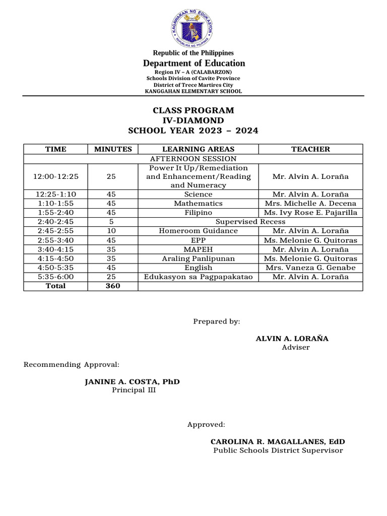 CLASS and Teachers Program 2023-2024-PLAN C-FINAL 2023 | PDF | Teachers | Schools