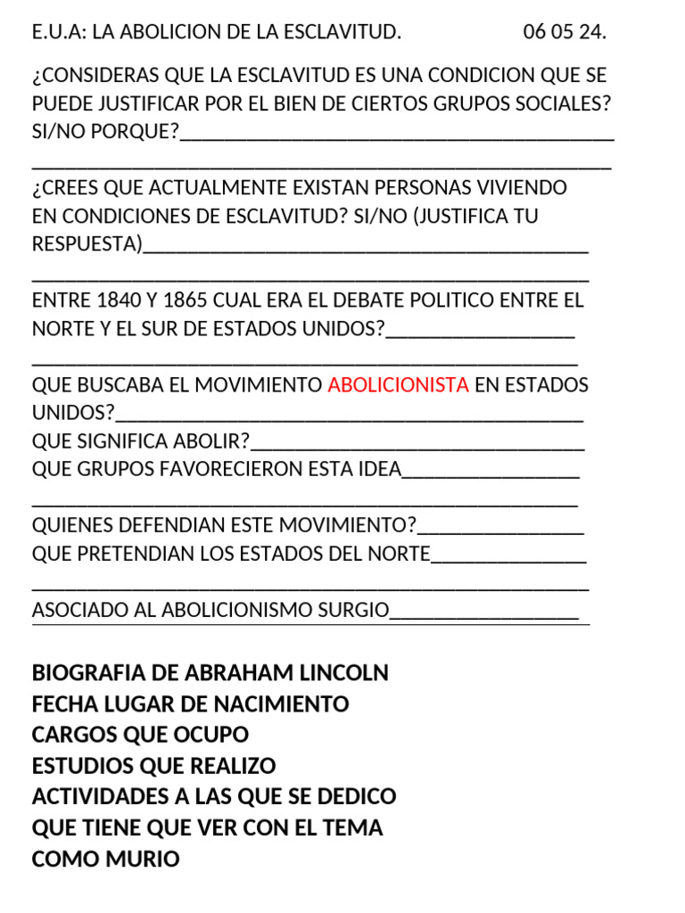 Abolición de la Esclavitud en EE.UU. | PDF | Esclavitud | Abolicionismo