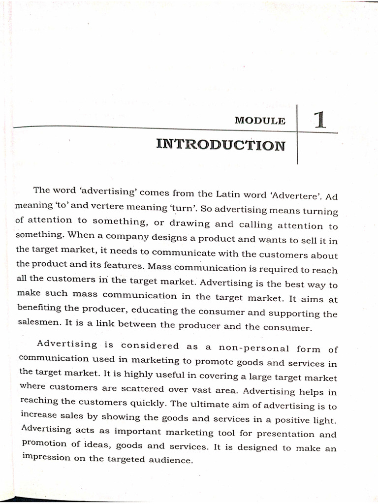 Advertisement & Management MODULE - 1 | PDF