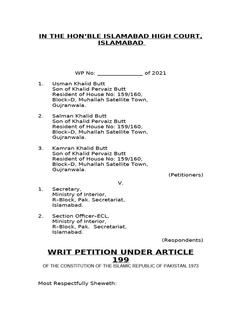 Writ Petition - Usman Khalid Butt | PDF | Affidavit | Deposition (Law)