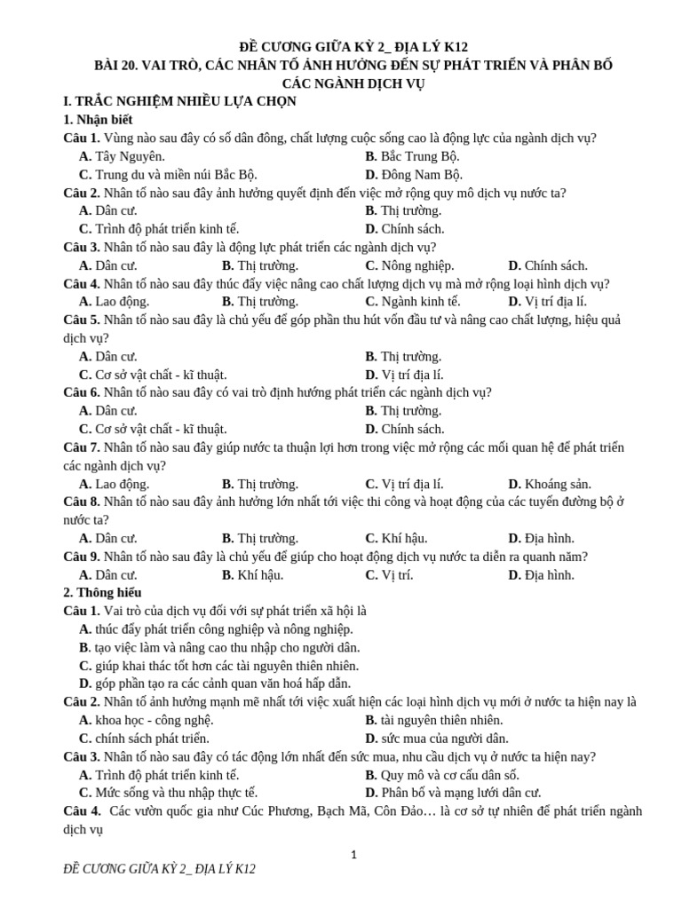 ĐỀ CƯƠNG GK2_K12_HS | PDF