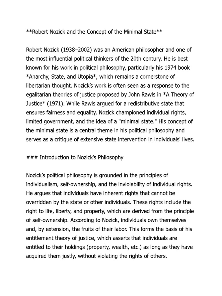 Nozick's Concept of Minimal State | PDF