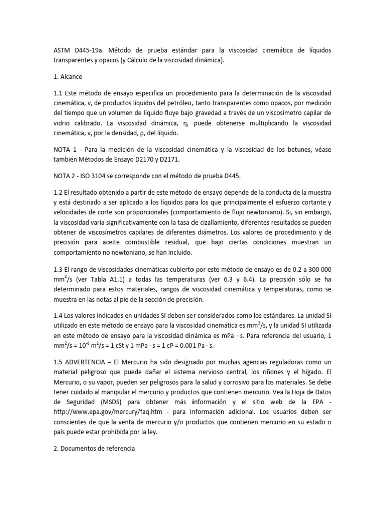 Viscosidad Cinemática ASTM D 445 19a | PDF | Viscosidad | Termómetro