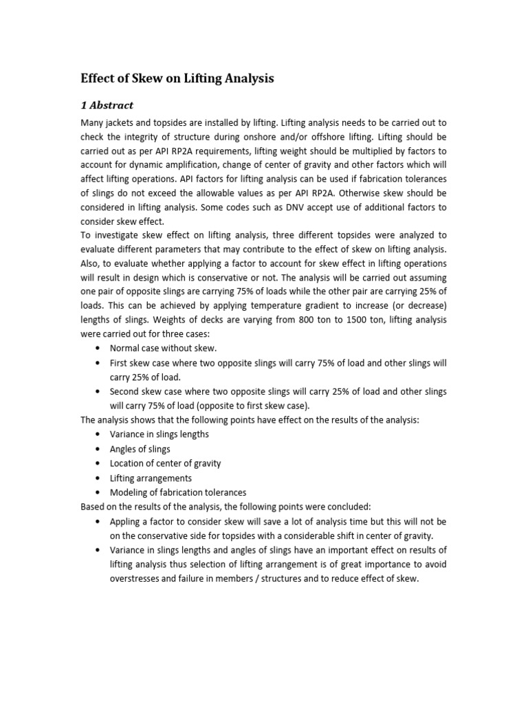Skew Load Factor in Lifting Analysis | PDF | Force | Center Of Mass