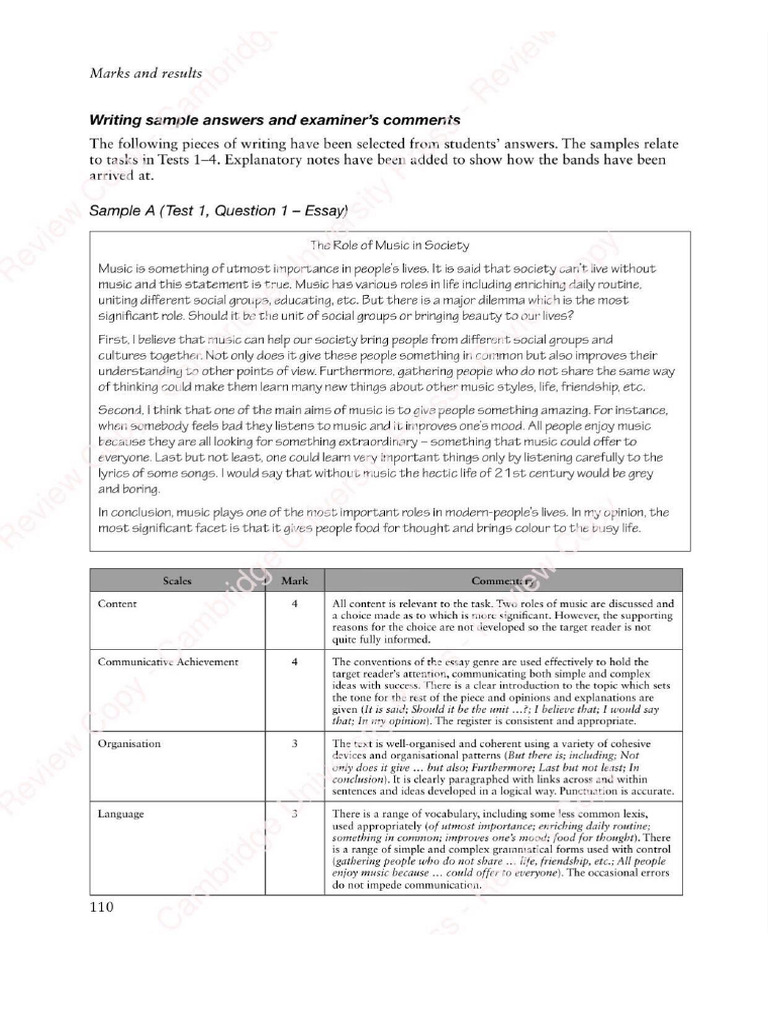 Writing Samples Cambridge Book 3 | PDF