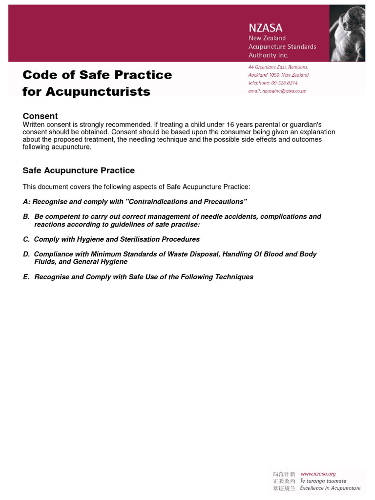 NZASA-Codes-of-Safe-Practice-for-Acupuncturists | PDF | Virus | Sterilization (Microbiology)