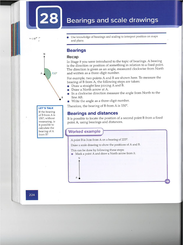 Y9 Maths - 28 Bearings and Scale Drawing (PG 224-230) | PDF
