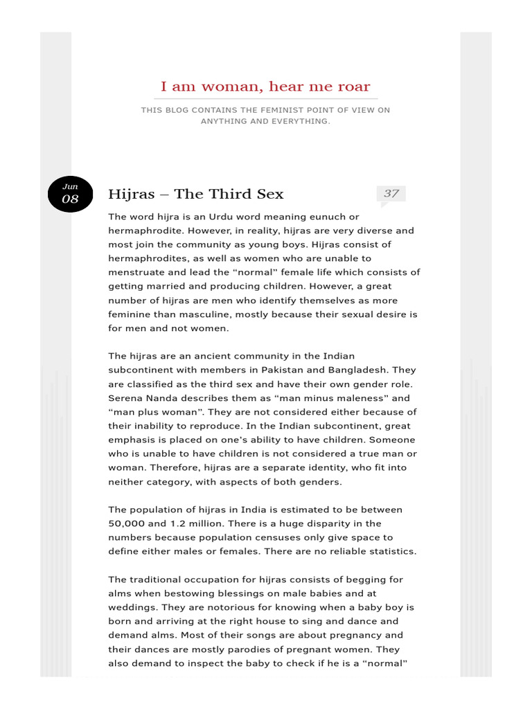 Hijras - The Third Sex - I Am Woman - Hear Me Roar | PDF | Gender | Gender Studies